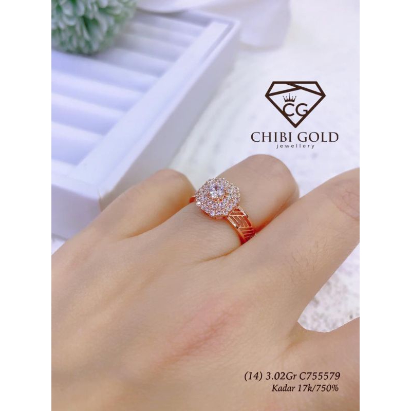 Jual CHIBIGOLD - cincin diamond look model krancang emas 750% 17k ...