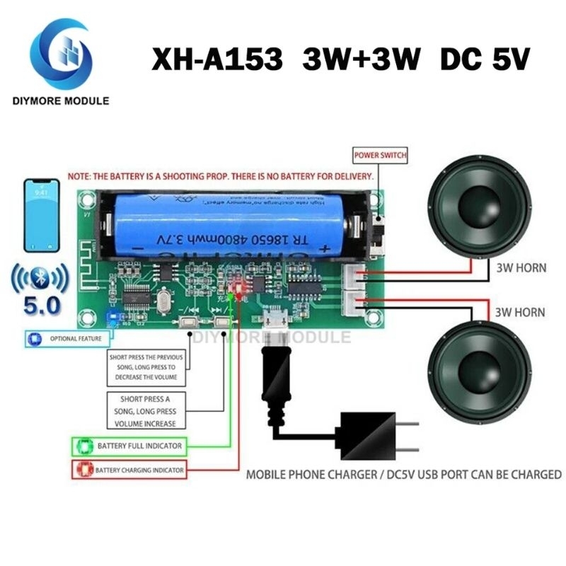 Jual Pam8403 kit class d stereo amplifier bluetooth usb battery ...