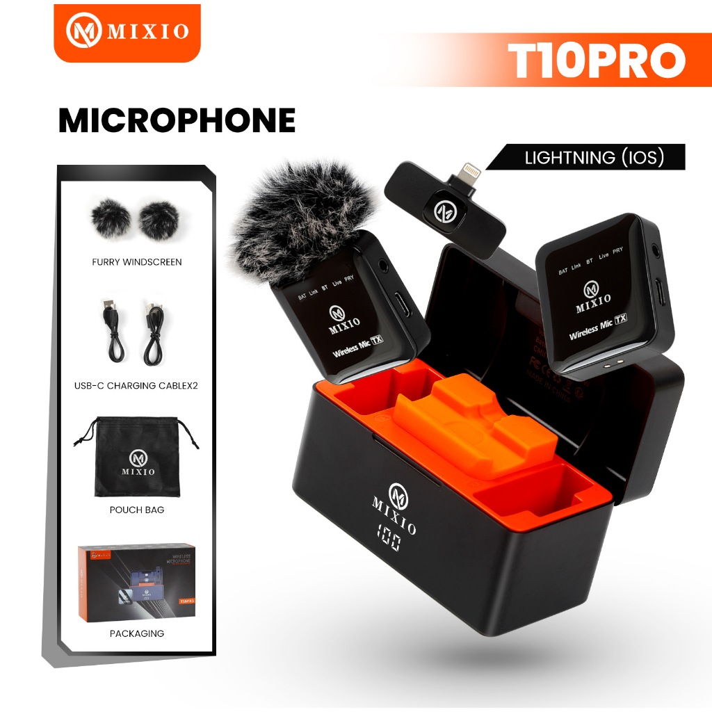 Jual MIXIO-T9/T10 Wireless Microphone Professional Mikrofon Lavalier HP ...