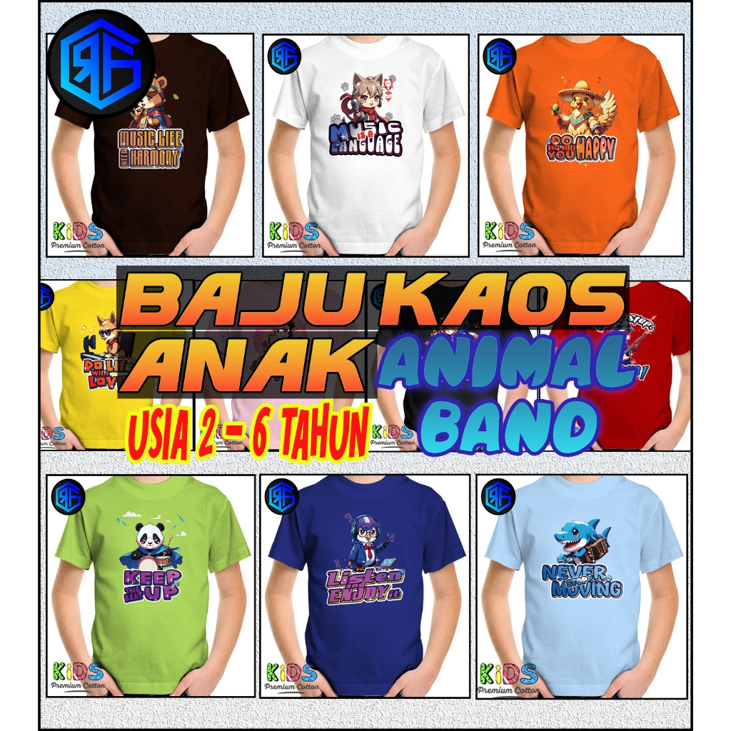 Jual Baju Kaos Anak Unisex Tema Binatang Usia 2-6 Tahun | Shopee Indonesia
