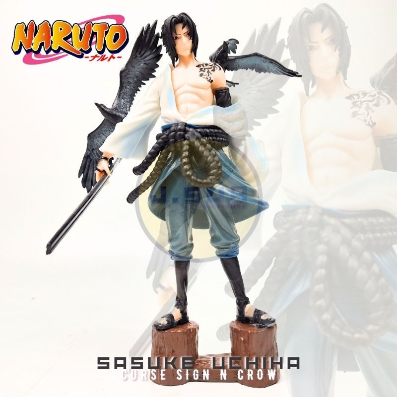 Jual Action Figure Sasuke Uchiha Statue Naruto Curse Sign With Crow ...