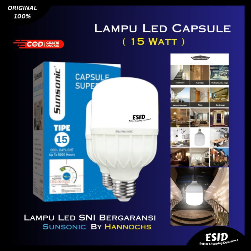 Jual Sunsonic By Hannochs Lampu Bohlam Led Jumbo SNI 15w | Led Bulb Light Capsule Original ...