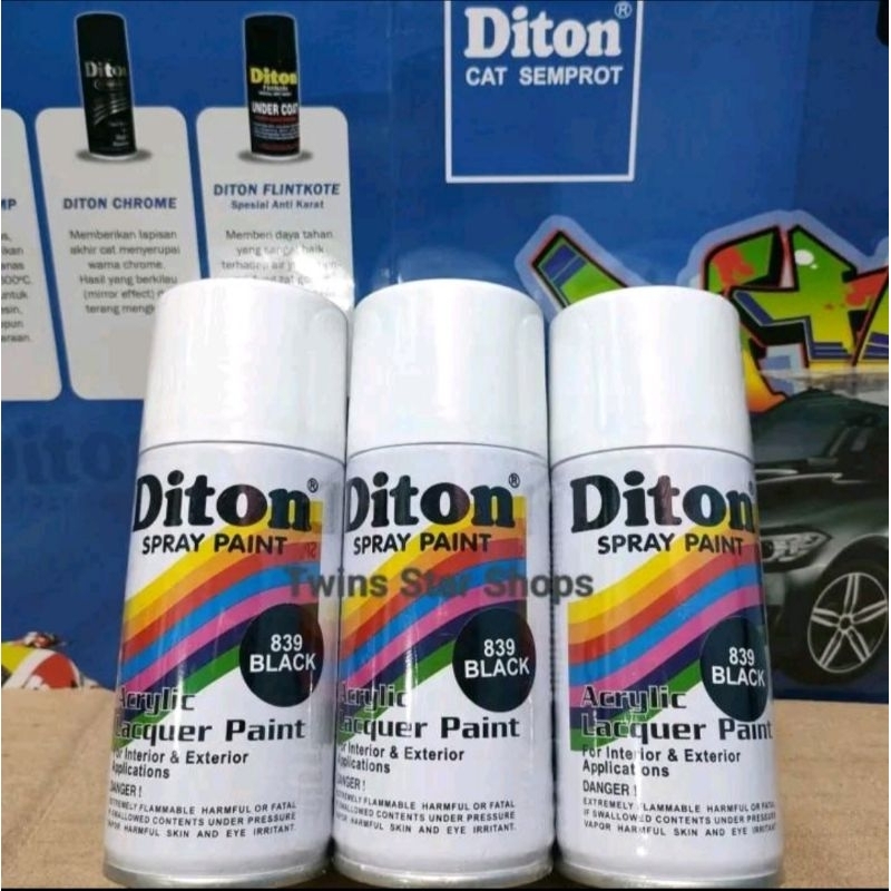 Jual Pilok Pilox Cat DITON Hitam 839 Black standar/black metalic 8139/clear 8540/black doff 884 ...