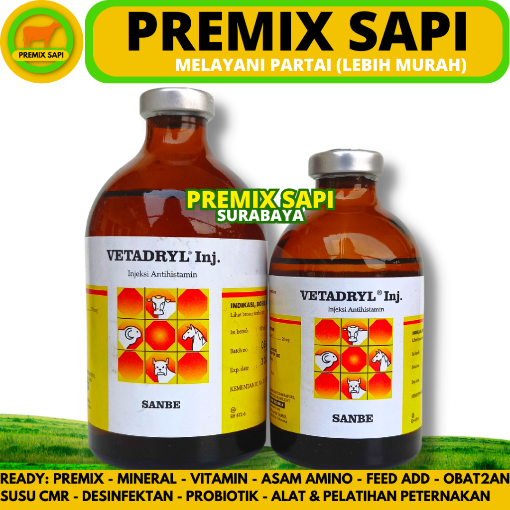 Jual VETADRYL INJEKSI 50ml & VETADRYL 100ml - Obat Antihistamin Hewan ...