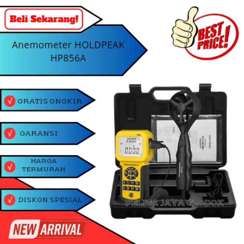 Jual Anemometer HOLDPEAK HP856A Data Logger Velocity Air Flow Wind ...