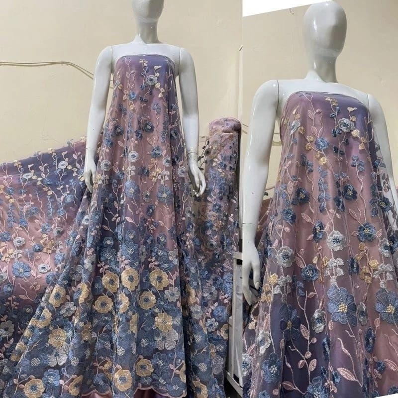 Jual TERMURAH//" Kain tile valentino 3D motif bunga halus tile kebaya ...