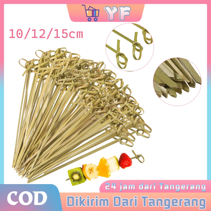 Jual 100Pcs 10/12/15CM Tusuk Bambu Tusuk Sate Pita Tusuk Buah Tusuk ...