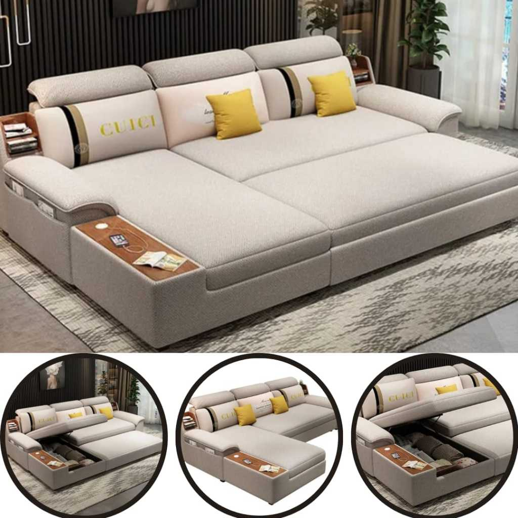 Jual SOFA BED Sudut L Hidrolik HESTIA Rell Reclining LIPAT MODERN ...