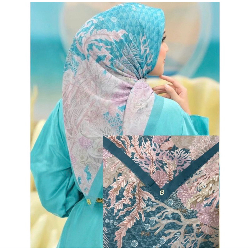 Jual jilbab segiempat hijab segi empat motif Voal buttonscarves | Shopee Indonesia