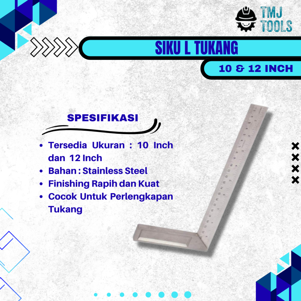 Jual Penggaris Siku Tukang 12 Inch Siku L 12" Garisan Meter Tukang ...