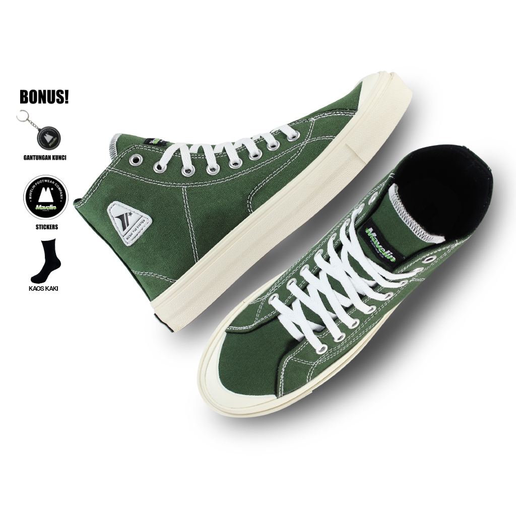 Jual Mavelin - Classic Andro High Army - Sepatu Sneakers Casual Pria ...