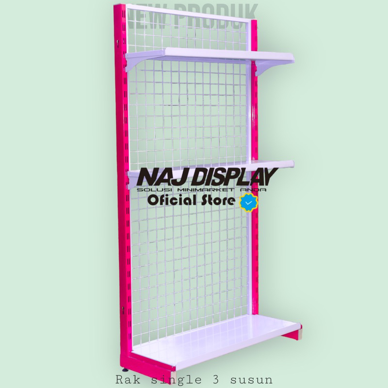 Jual Rak minimarket single Warna Pink 3 susun Ready varian ukuran ...