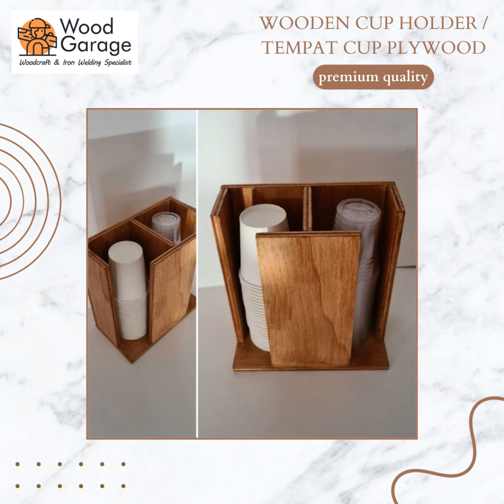 Jual Wooden paper cup holder / rak gelas tempat cup plywood | Shopee ...