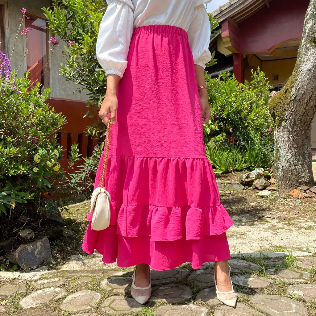 Jual Rok Ruffle Crinkle Magic Anti Kusut | Shopee Indonesia