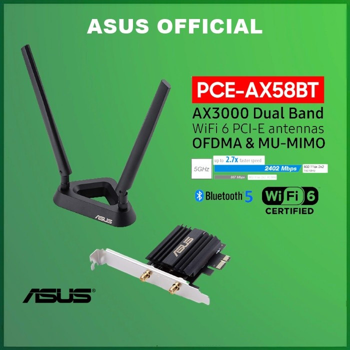 Jual ASUS PCE-AX58BT Dual Band AX3000 PCI-E AX58BT AX58 BT WiFi 6 ...