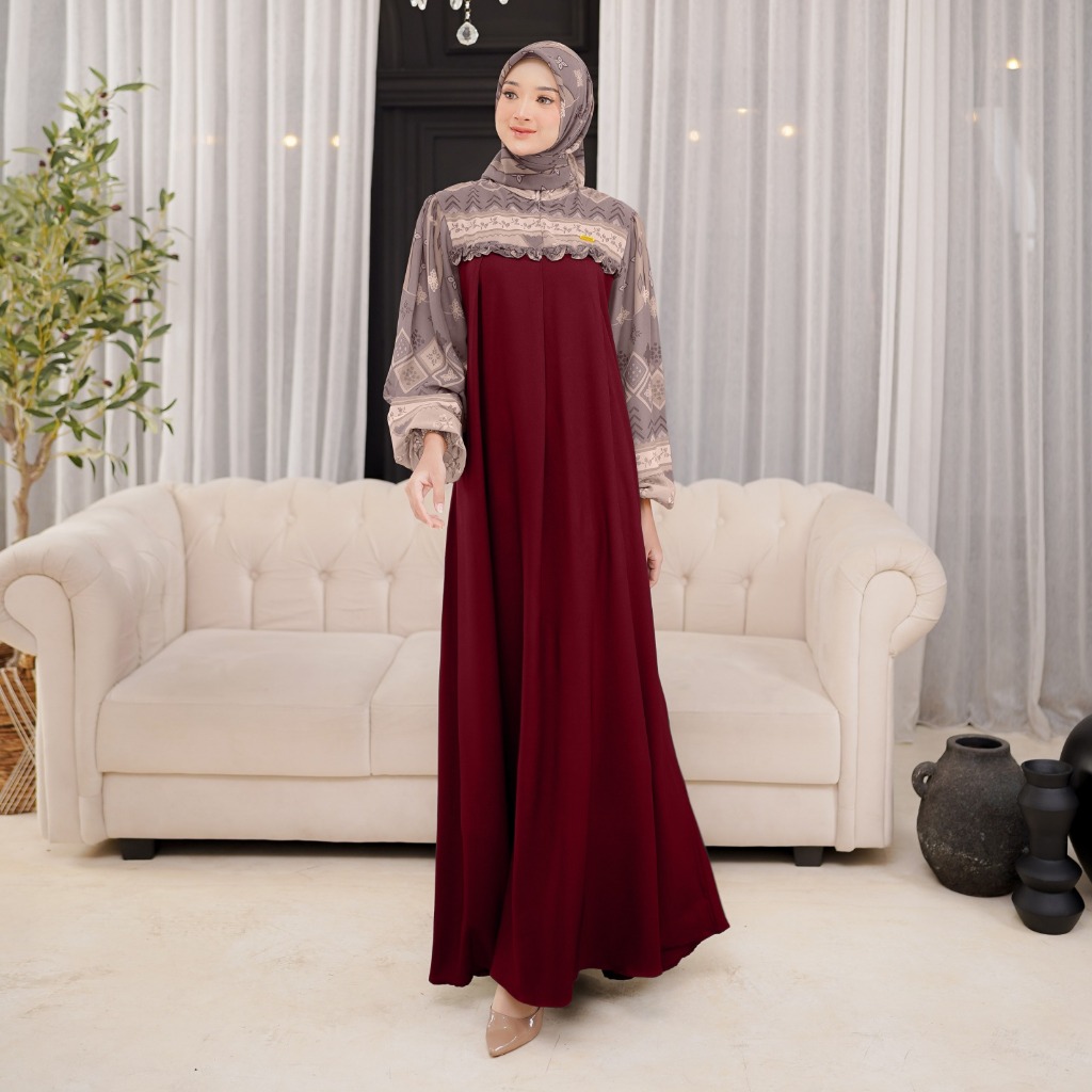 Jual Ellena Gamis Set Couple Free Hijab Segiempat Motif Ethnic Matt ...