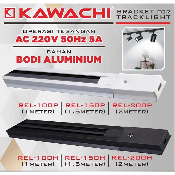 Jual RELL TRACK 1.5M LAMPU SOROT REL TRACKLIGHT SPOTLIGHT - 1.5M KAWACHI HITAM/PUTIH REL-150P/H ...