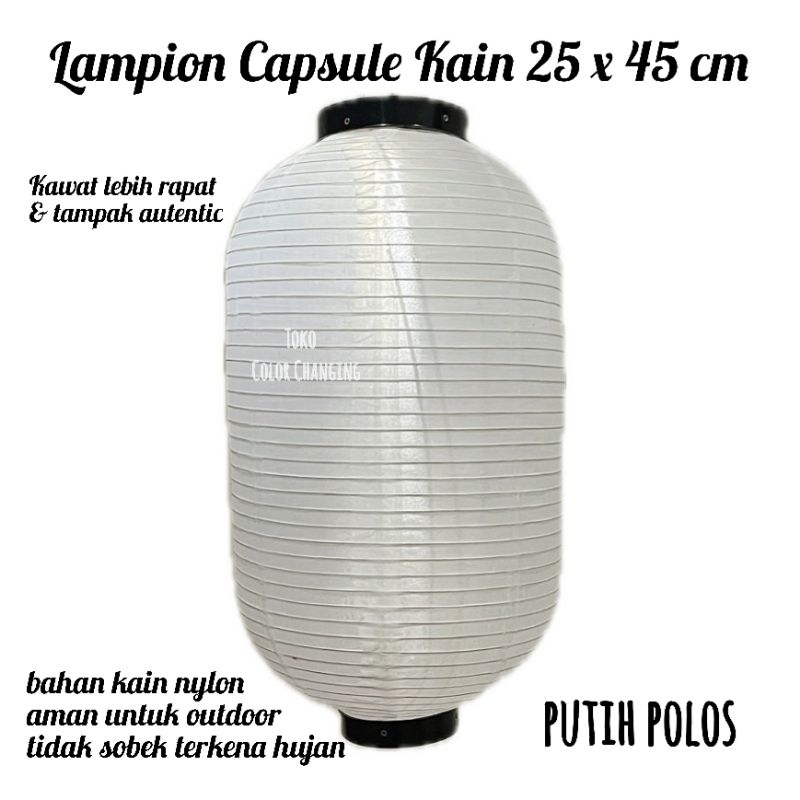 Jual Lampion jepang lonjong capsule KAIN PREMIUM Putih Polos OUTDOOR 25 ...