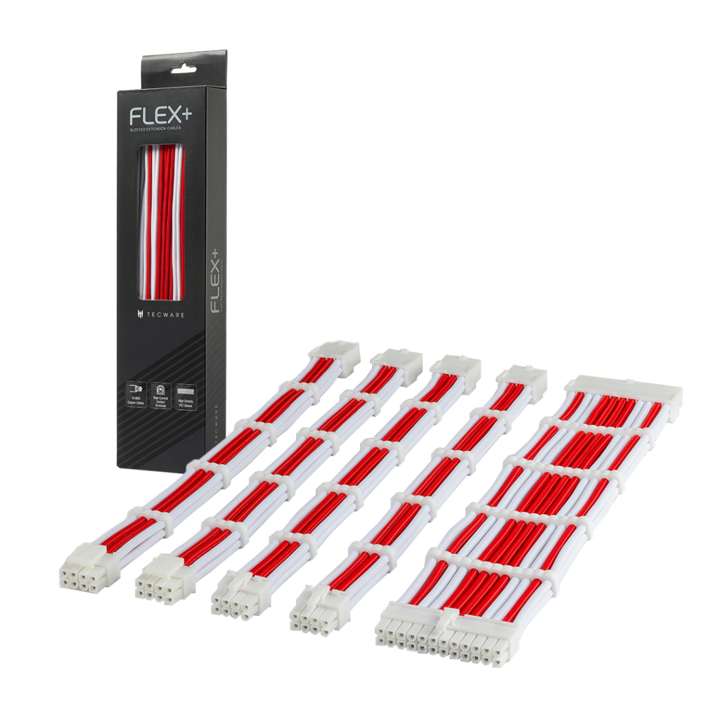 Jual TECWARE FLEX PLUS WHITE RED PSU EXTENSION SLEEVED CABLE KIT ...