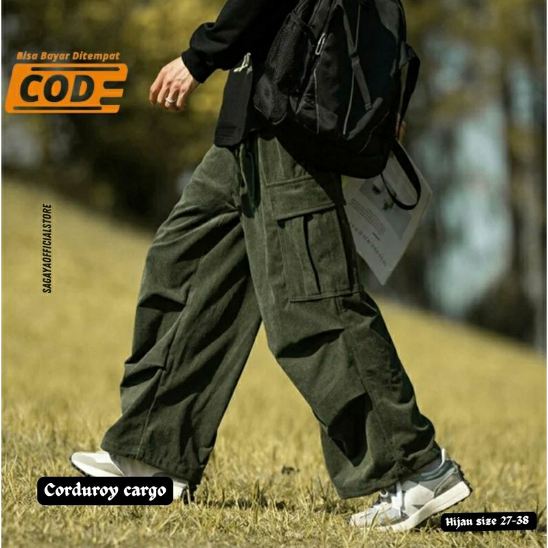 Jual celana cargo panjang pria - Celana Kargo Panjang Corduroy - Loose ...
