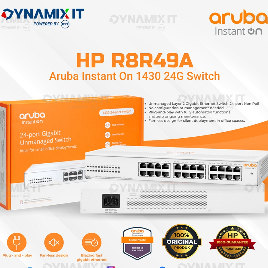 Jual HP R8R49A Aruba Instant On 1430-24G 24 Port Gigabit Unmanaged ...