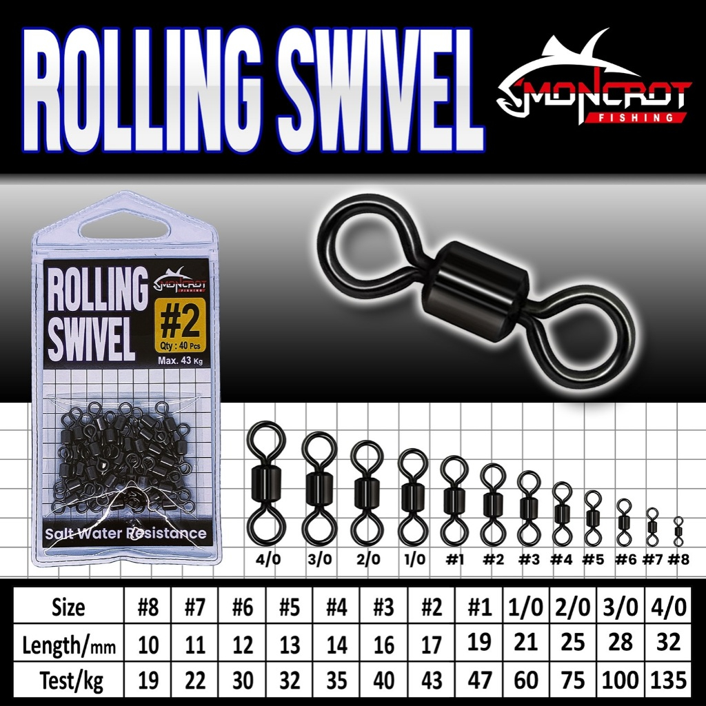 Jual ROLLING SWIVEL Pancing Moncrot BN No. 8 sampai 4/0 | Shopee Indonesia