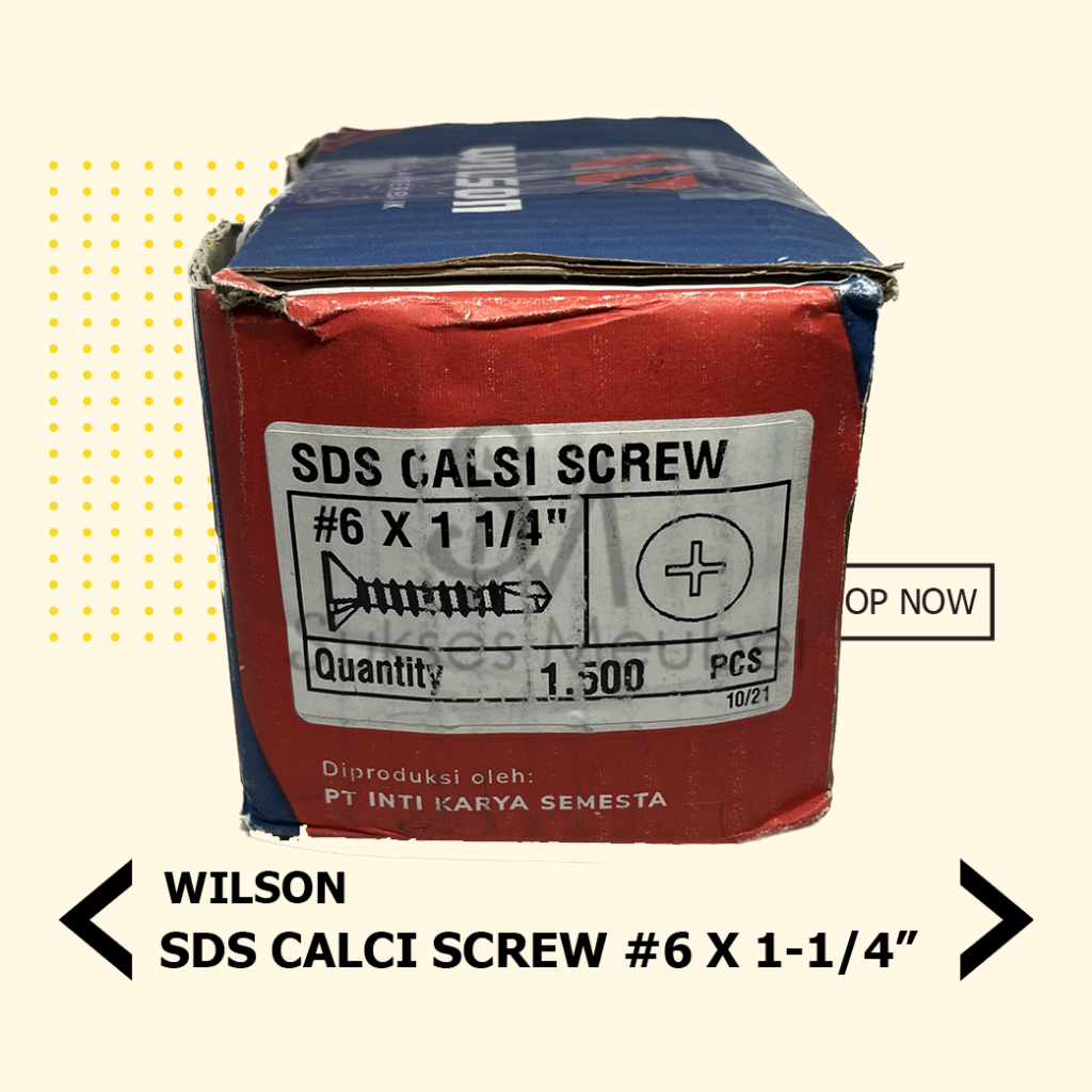 Jual 6 x 1-1/4" SDS CALCI SCREW WILSON (100 pcs) / SEKRUP SDS GRC ...