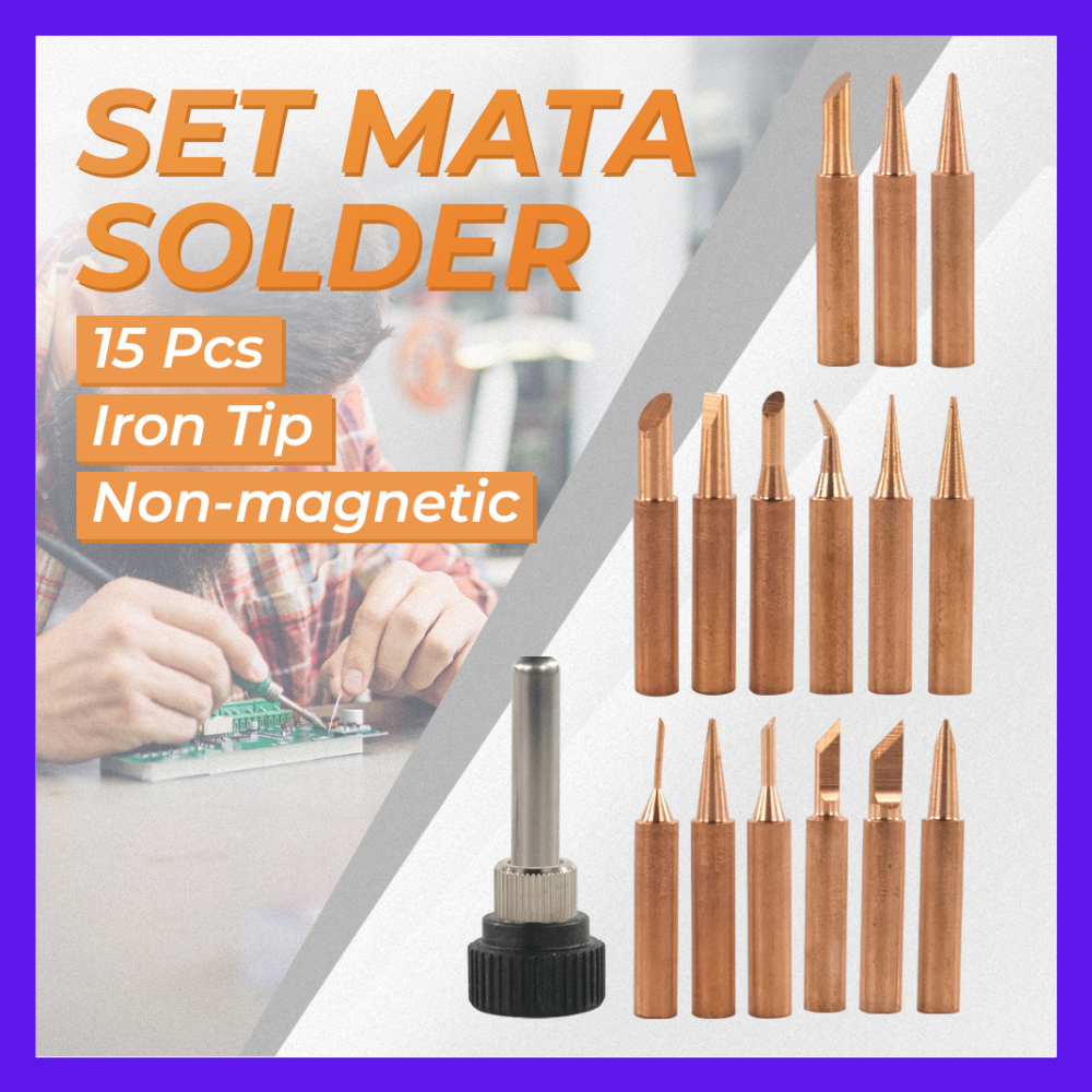 Jual Set Mata Solder Iron Tip Nonmagnetic Tembaga 15PCS MATA SOLDER TEMBAGA MURNI 15 PCS for ...