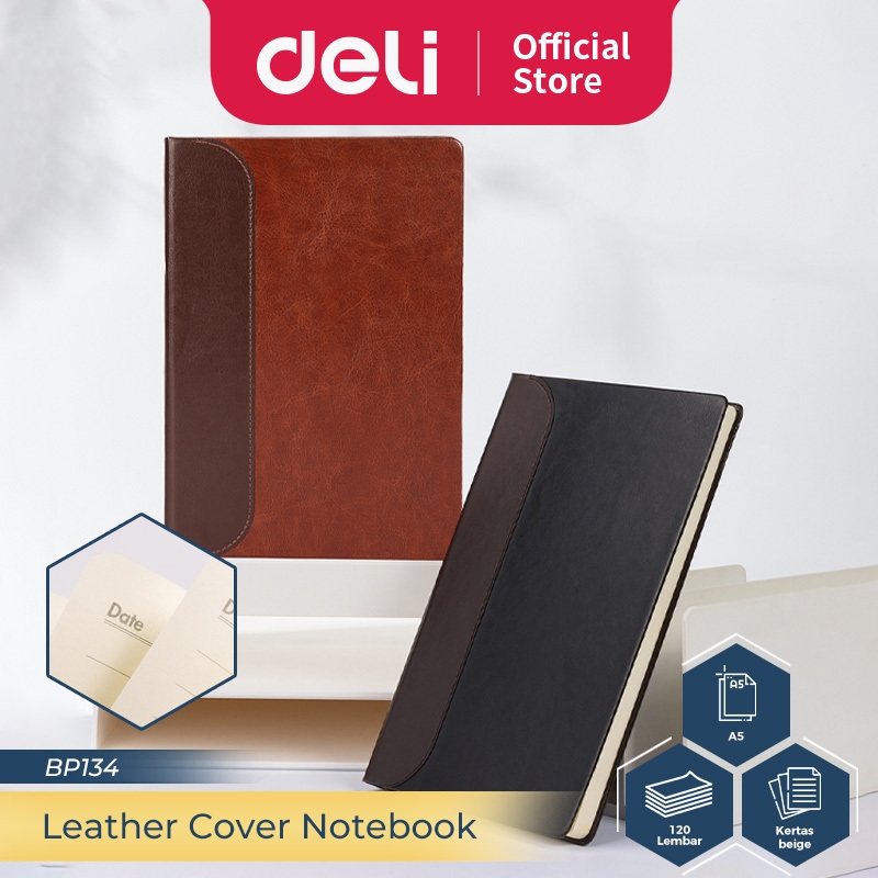 Jual Deli Buku Catatan Sampul Kulit Hard Cover / Leather Cover Notebook ...