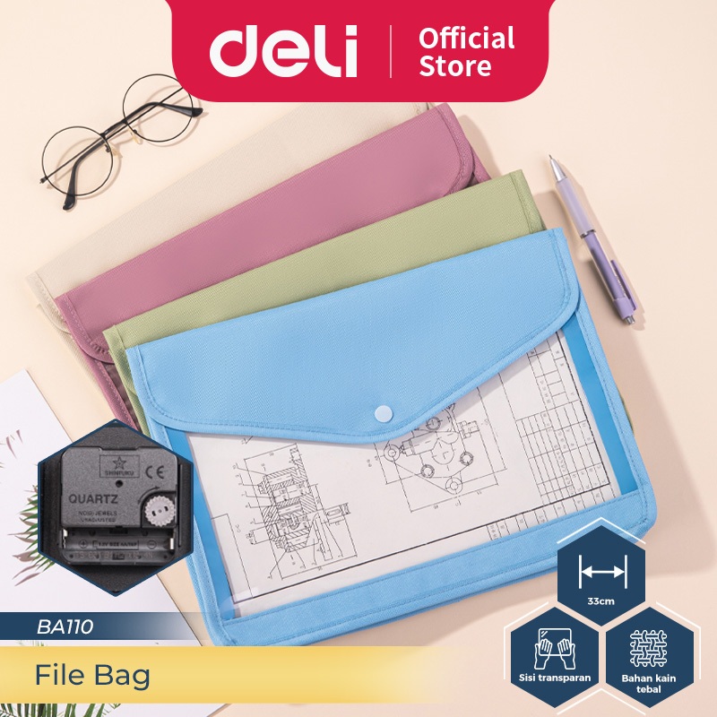 Jual Deli Tas Folder Dokumen / Map Folder 33 cm Kapasitas Besar BA110 ...