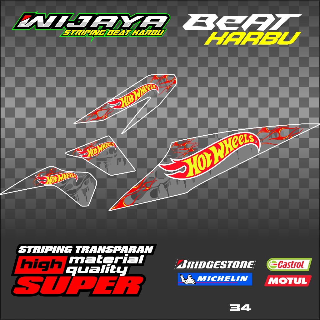 Jual Striping beat karbu honda transparan uv maxdecal premium, striping ...