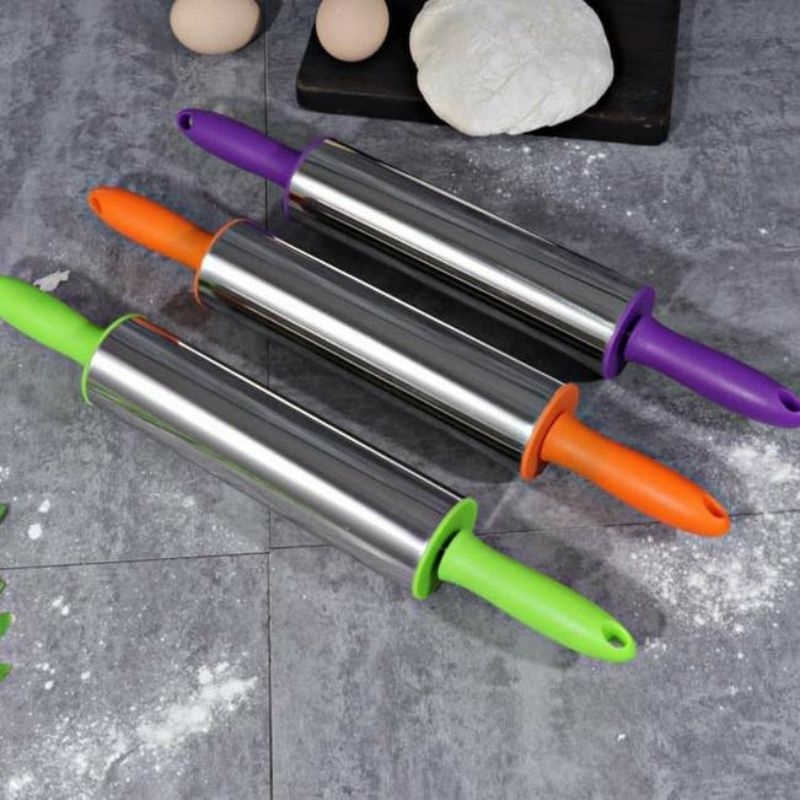 Jual Rolling Pin Alat Penggilas Perata Adonan Kue Stainless | Shopee ...