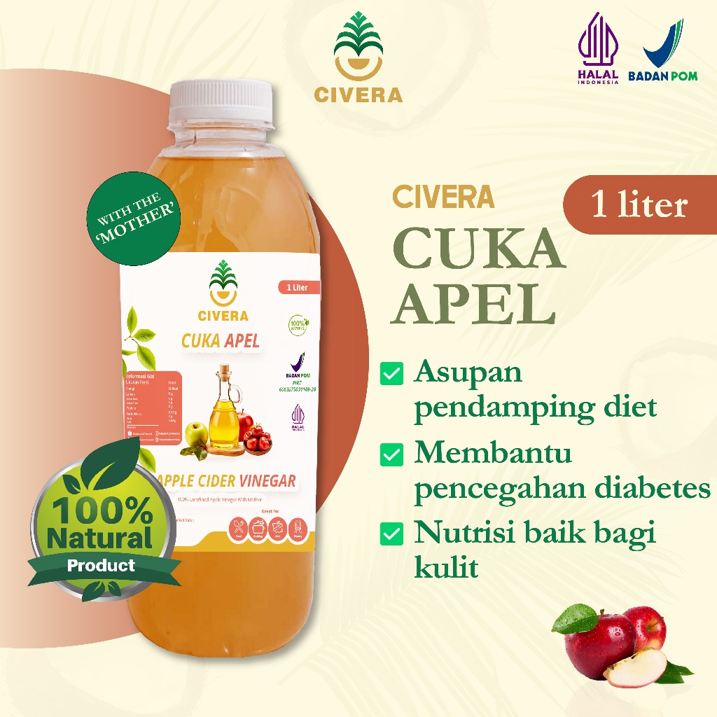 Jual Apple Cider Vinegar 1 Liter - Cuka Apel untuk Kesehatan | Shopee ...