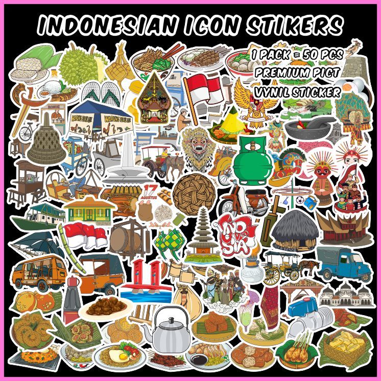 Jual [1 pack] indonesian Icon Stickers (Stiker Ikon Indonesia) Cocok ...