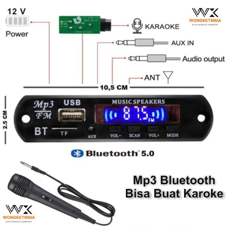 Jual Modul Mp3 Bluetooth Bisa KARAOKE 12V | Shopee Indonesia