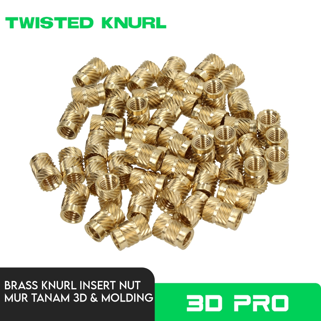 Jual M2 M2.5 M3 M4 M5 M6 M8 Brass Copper Thread Twisted Knurled Insert Nut Mur Tanam Injection ...