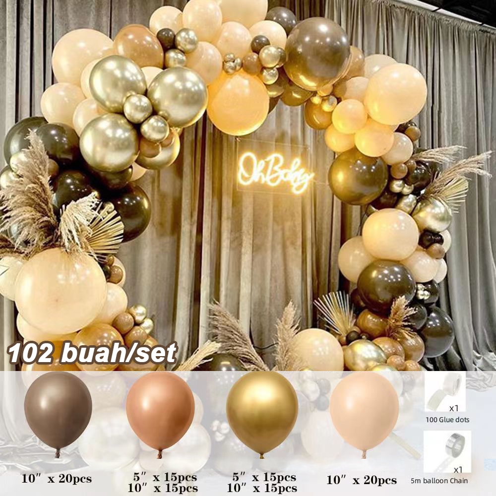 Jual Balon Ulang Tahun Oranye Krem Balon Putih Selamat Dekorasi Latex ...