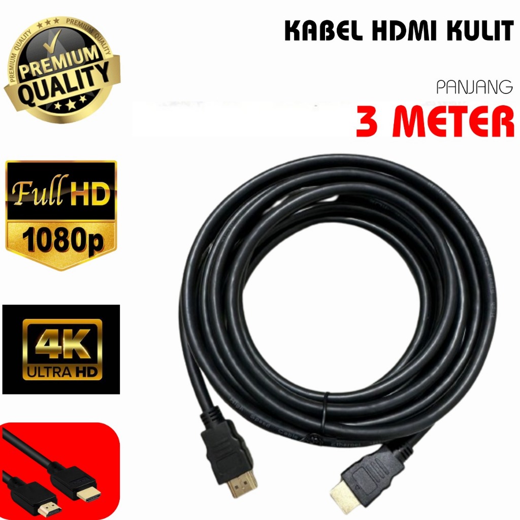 Jual Kabel Hdmi to Hdmi 3m / 5m STB Laptop Ke Tv Ke DVR CCTV Ke Monitor Komputer panjang 3 meter ...