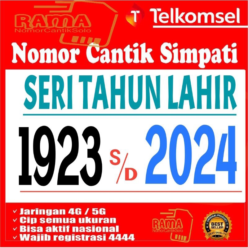 Jual Kartu Perdana Nomor Cantik Telkomsel Simpati 4G support 5G Tahun ...