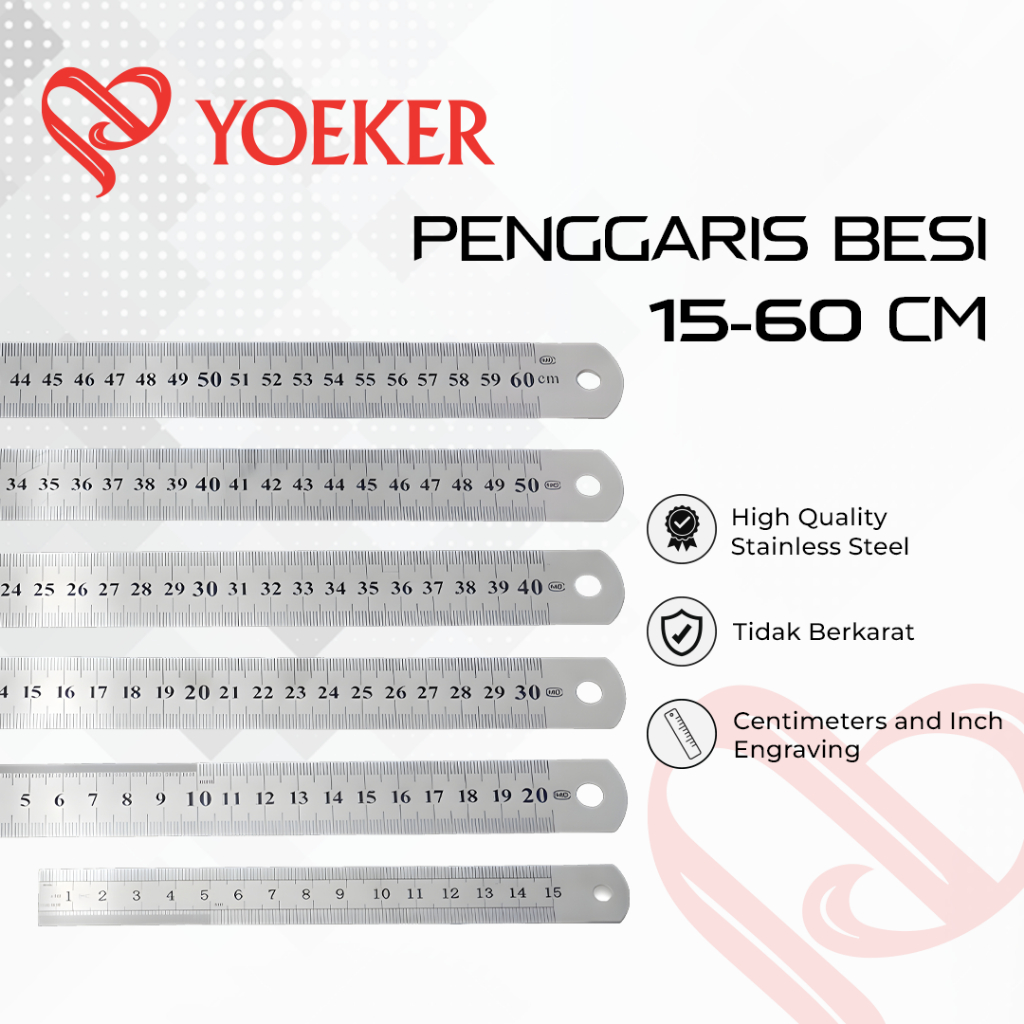 Jual (3 PCS) Penggaris Besi Stainless Steel Ruler 15 20 30 40 50 60 100 CM | Shopee Indonesia