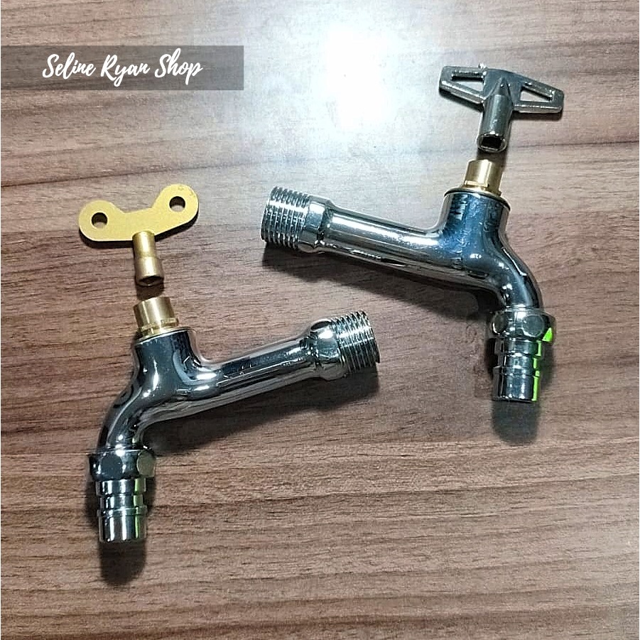 Jual Kran Taman / Kran Tembok Kunci 1/2" & 3/4" - STAINLESS | Shopee ...