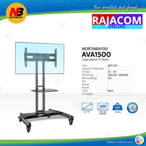 Jual NORTH BAYOU NB AVA1500-60-1P 32"-65" TV STAND DENGAN RODA BRACKET ...