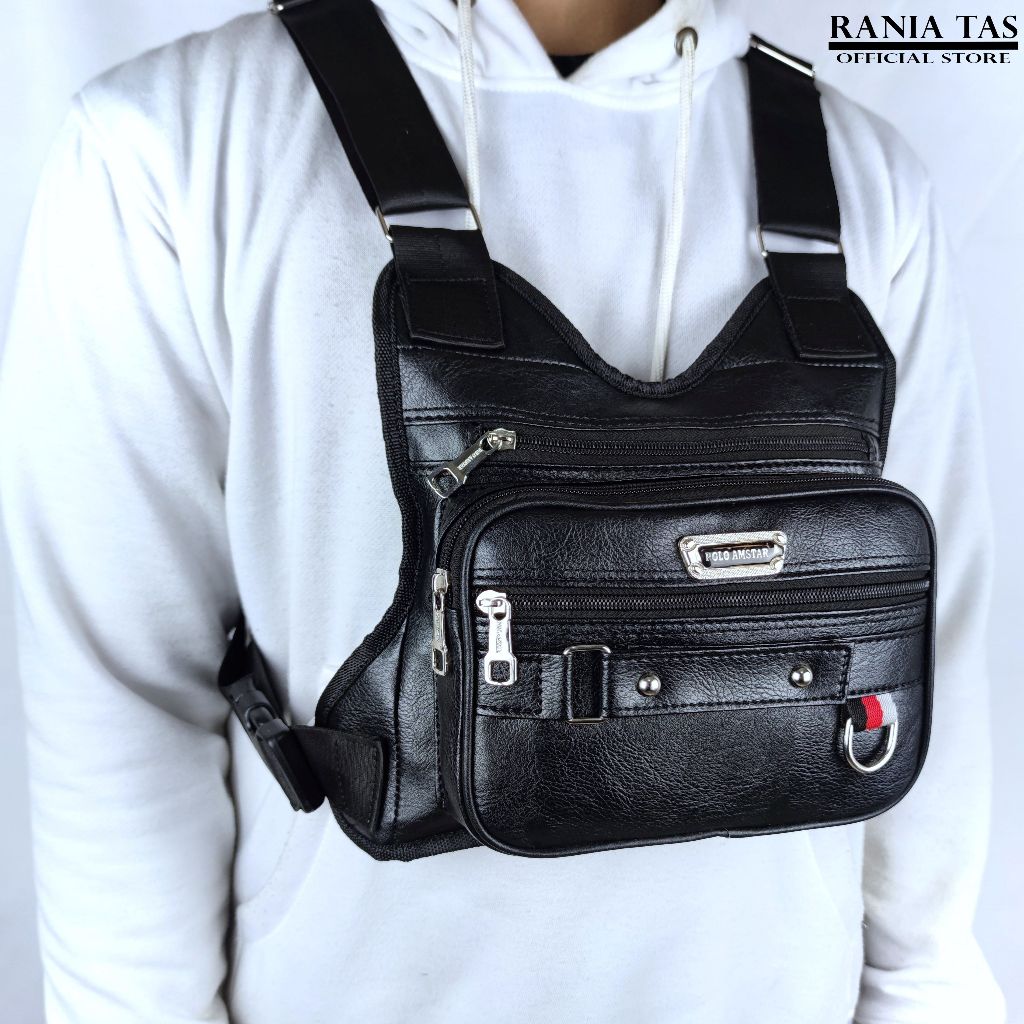 Jual Tas Dada Pria Chestbag Tas Rompi Tactical PU LETHER | Shopee Indonesia