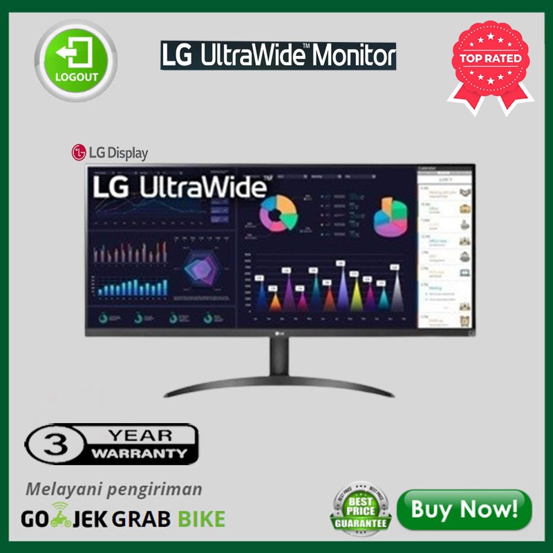 Jual Monitor LED LG 34 34WQ500 B Ultrawide IPS 100Hz HDR400 FreeSync ...