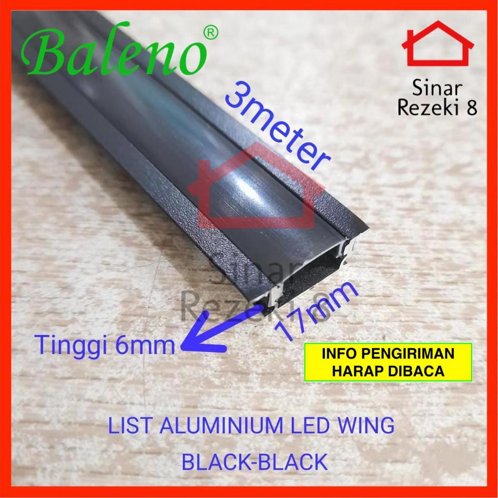 Jual List Lampu LED 3 meter WING HITAM / Rumah Strip Cover Aluminium ...