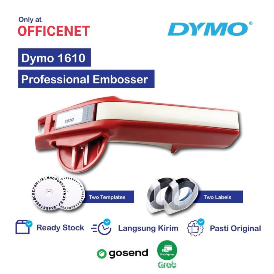 Jual LABEL MAKER EMBOSS DYMO 1610 BONUS 2 LABEL ORI DYMO HITAM | Shopee ...