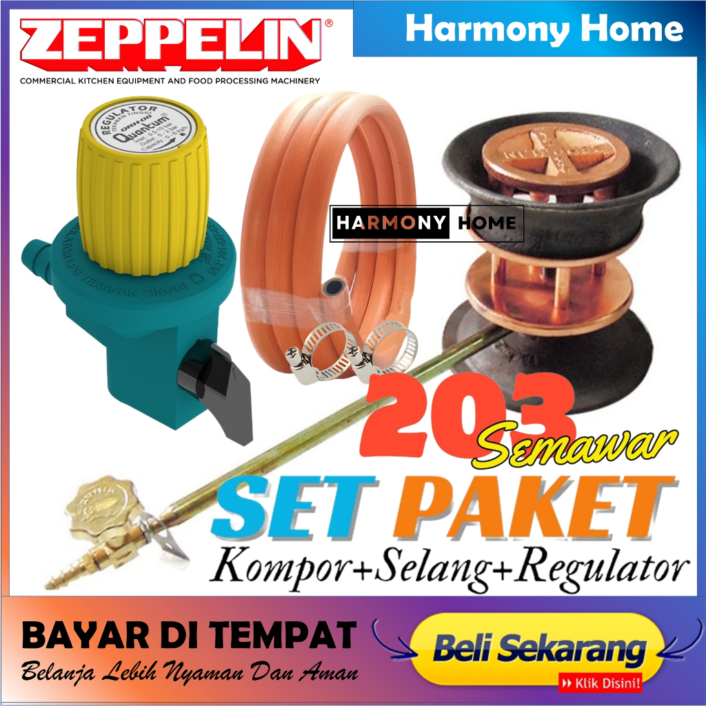 Jual Paket Kompor Zeppelin ZPL 203 +Selang Gas Oren+Regulator Quantum ...