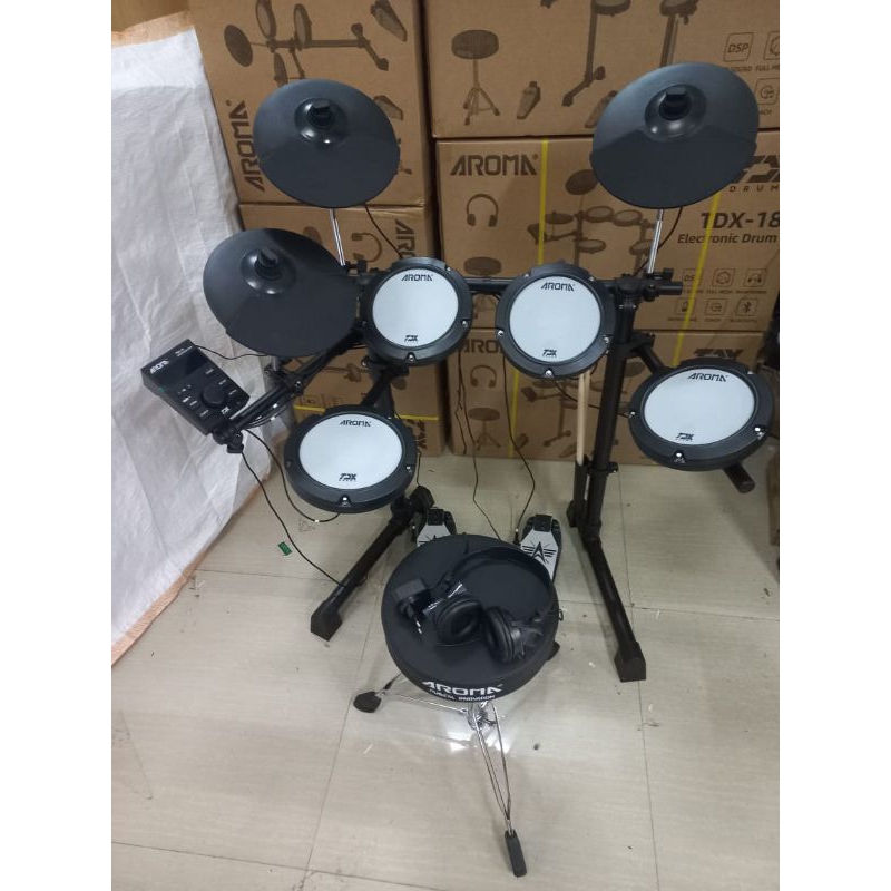 Jual [Ready Stock] Full Paket Headset + Bangku + Drum Elektrik / Digital Aroma TDX-18 tdx18 ...