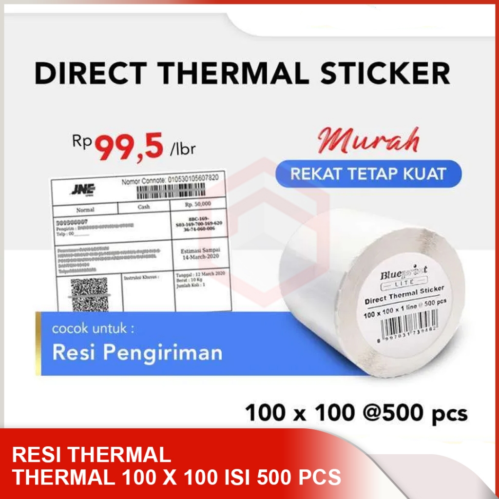 Jual resi thermal / Kertas Sticker Thermal Label Barcode 500 pcs ...