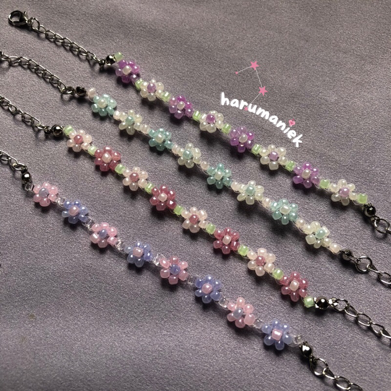 Jual harumaniek Gelang Manik bunga / Gelang Beads Daisy / Gelang Manik ...